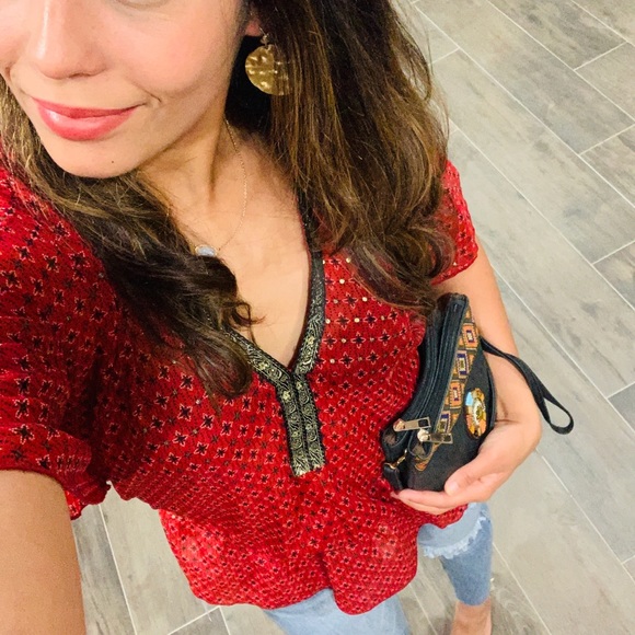 Tops | Cute Unique Red Top | Poshmark